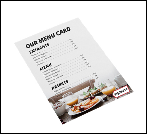 Laminated Menus 3 - Signwest
